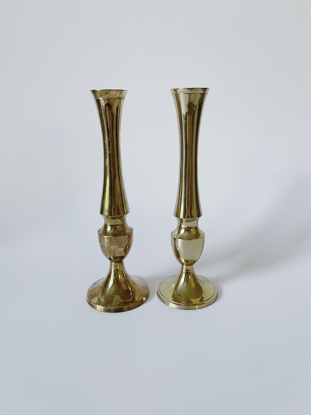 Set of 2 Small Brass Vases - Etsy