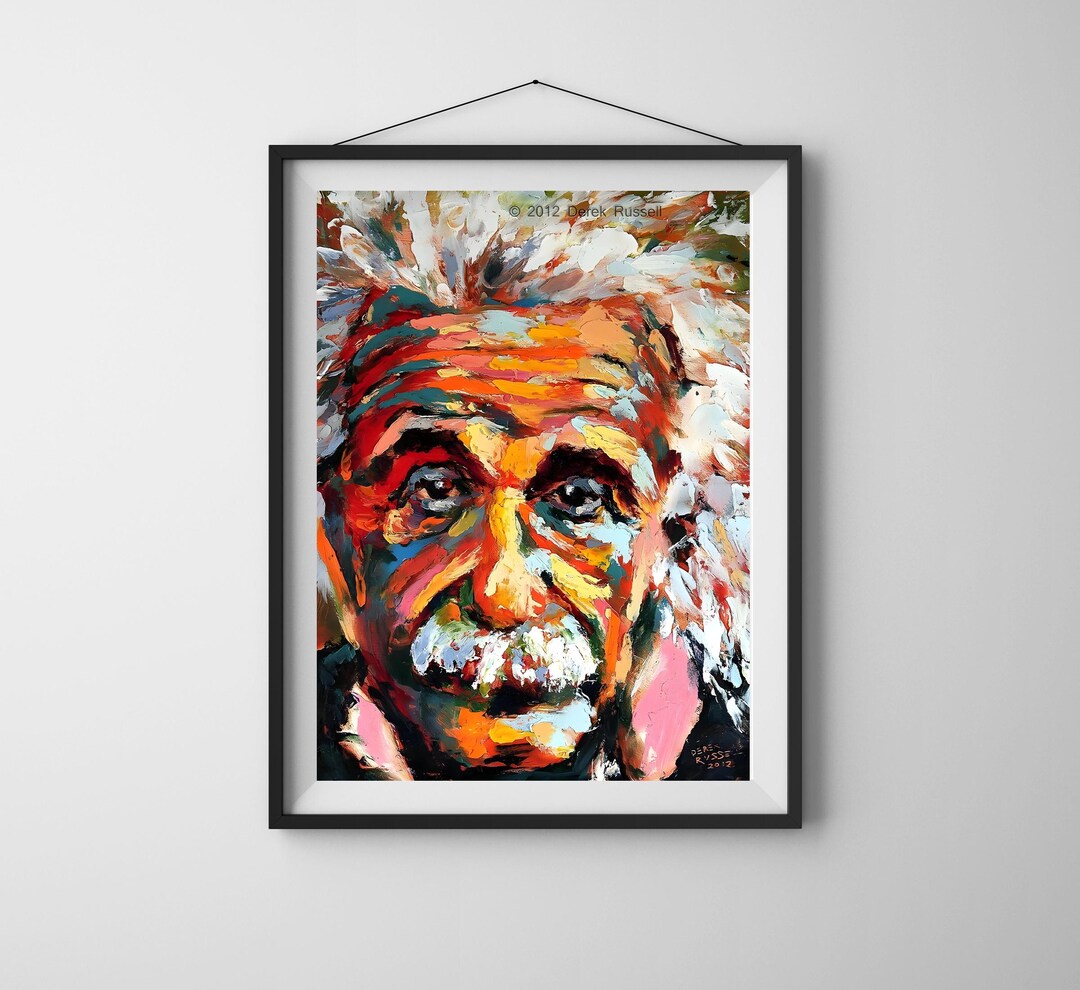Albert Einstein Paint Portrait, Living Room Decor, Premium Wall Print, Farmhouse Decor - Etsy