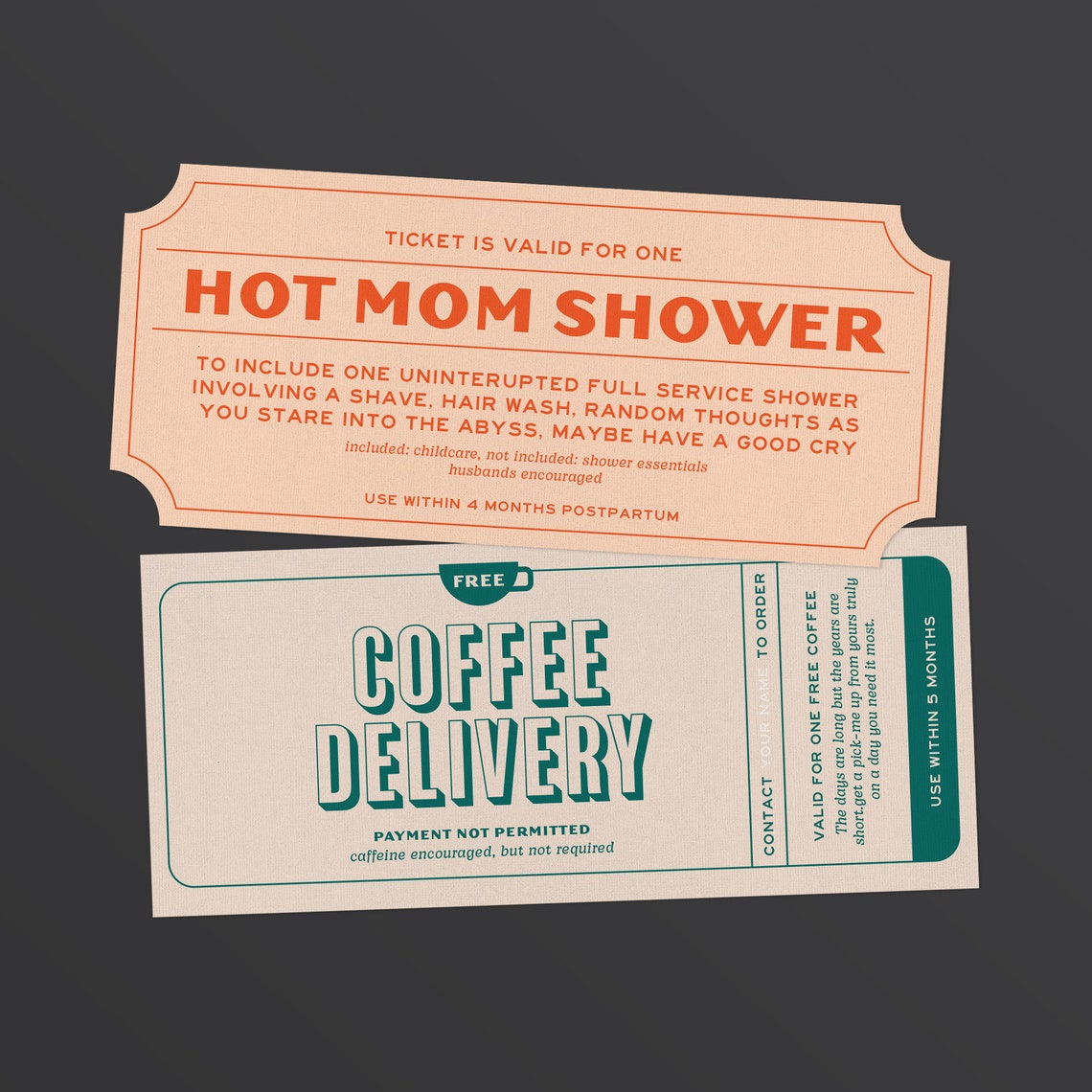 Postpartum Favor Coupons - Perfect Gift! / 8.5x11" Instant Download ...