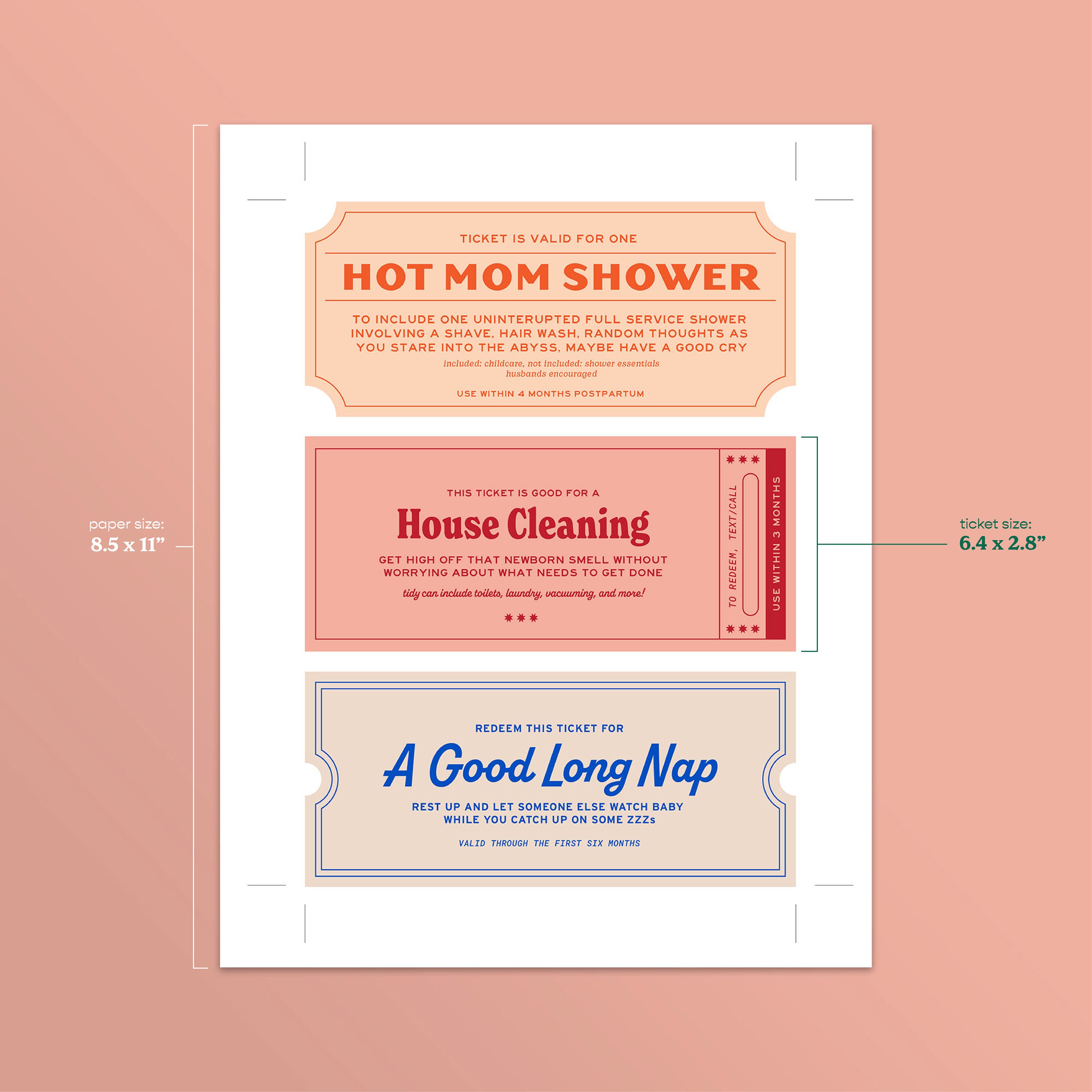 Postpartum Favor Coupons - Perfect Gift! / 8.5x11" Instant Download ...