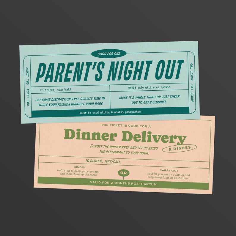 Postpartum Favor Coupons - Perfect Gift! / 8.5x11" Instant Download ...