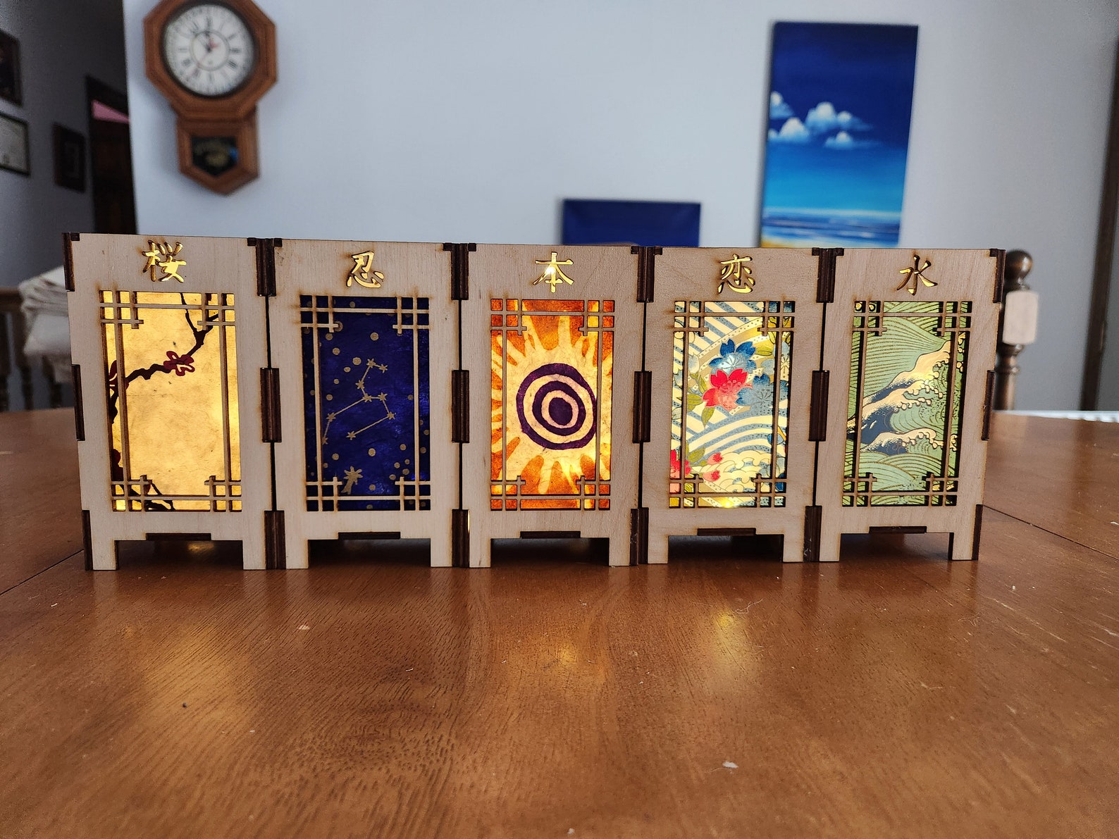 Japanese Inspired Natural Wood and Paper Night Light - Etsy