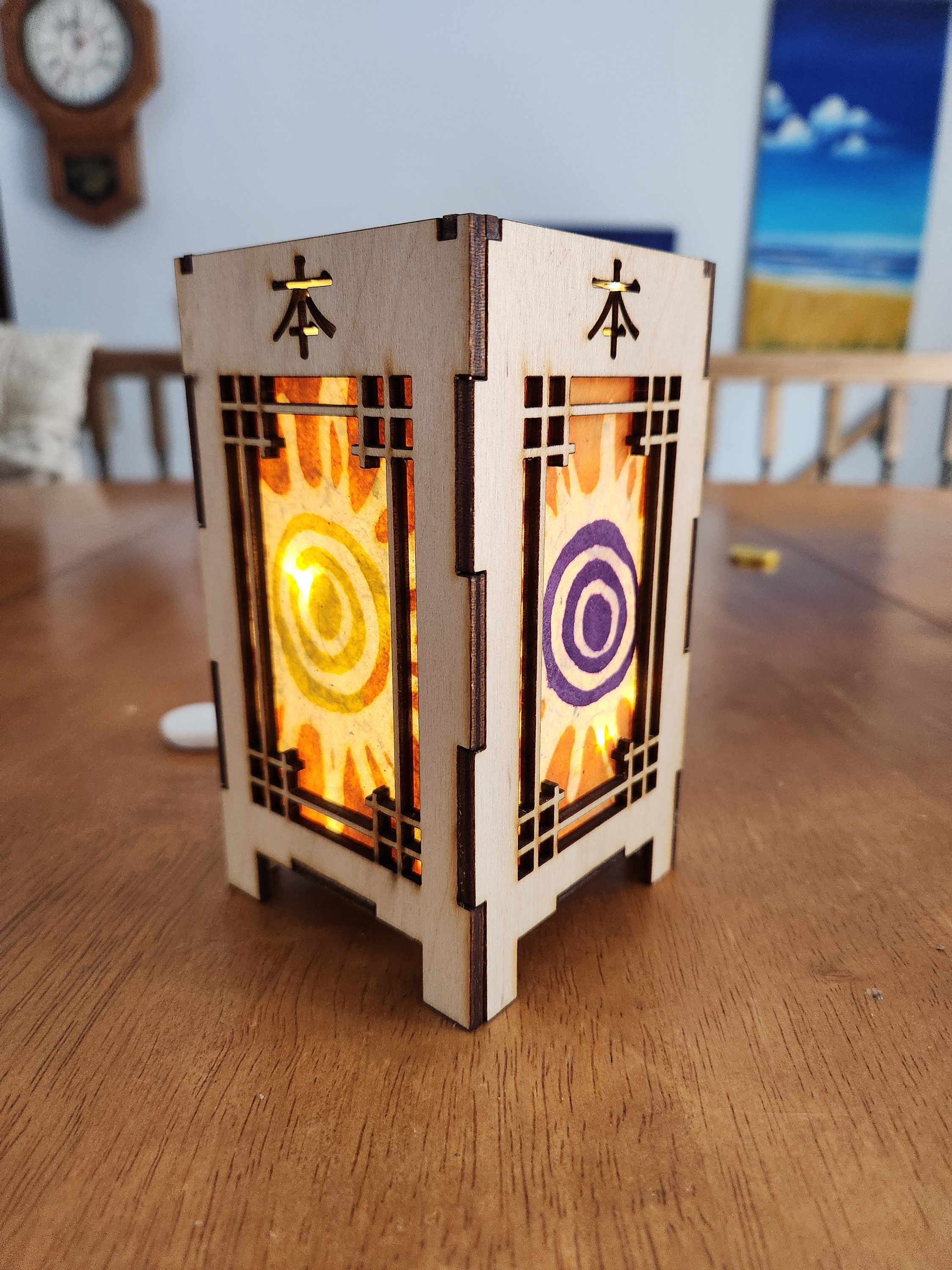 Japanese Inspired Natural Wood and Paper Night Light - Etsy