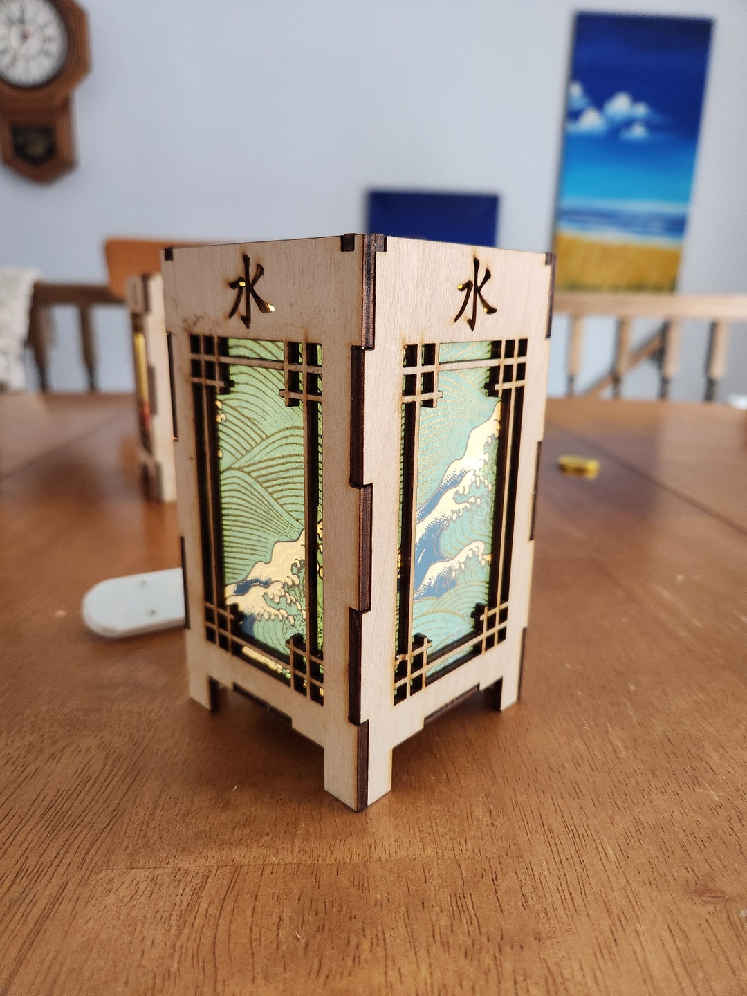 Japanese Inspired Natural Wood and Paper Night Light - Etsy