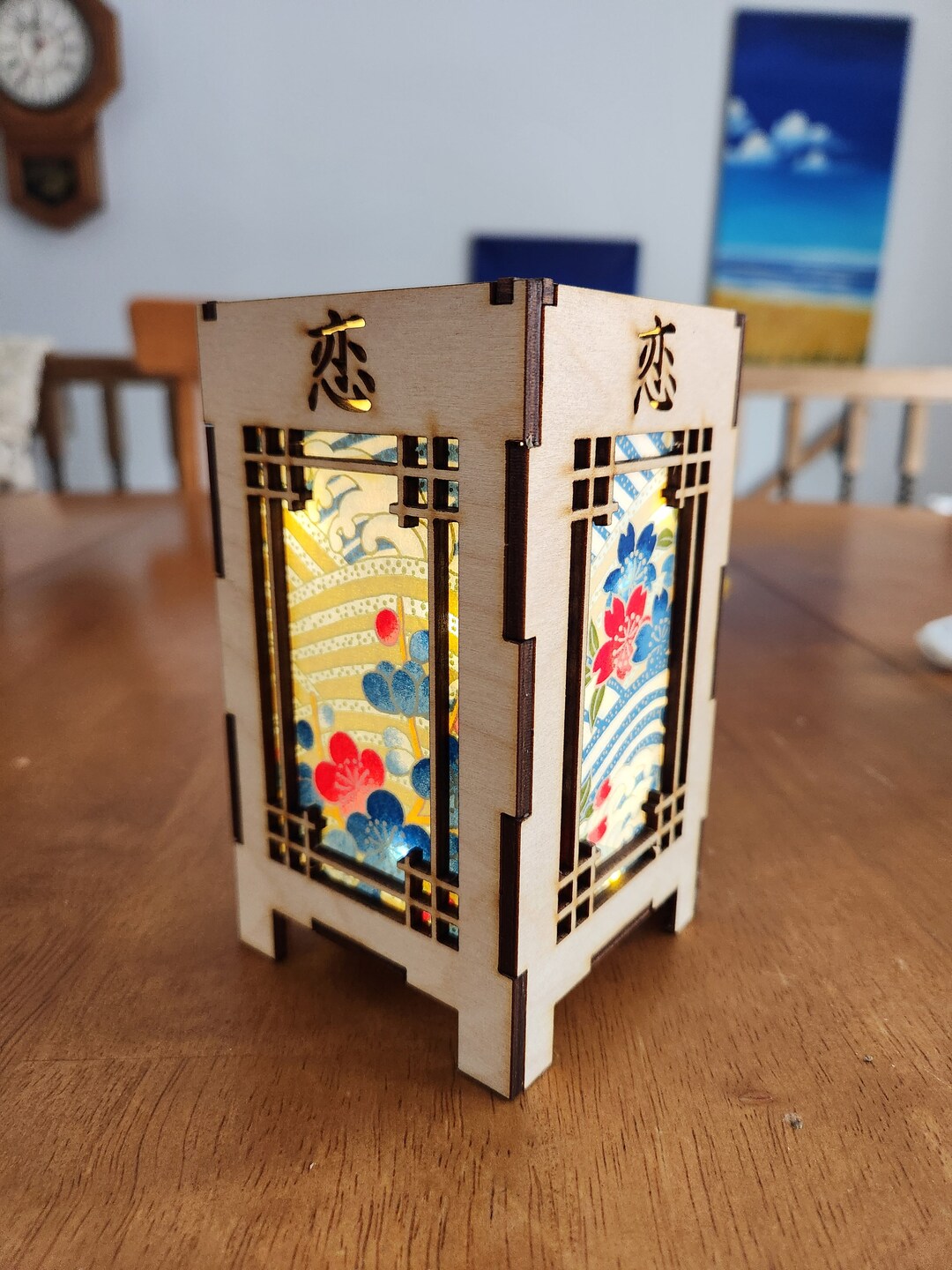 Japanese Inspired Natural Wood and Paper Night Light - Etsy