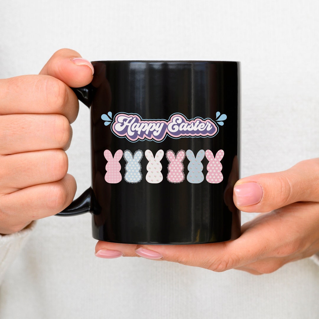 Happy Easter Mug With Colorful Peeps, Customizable Spring Mugs ...