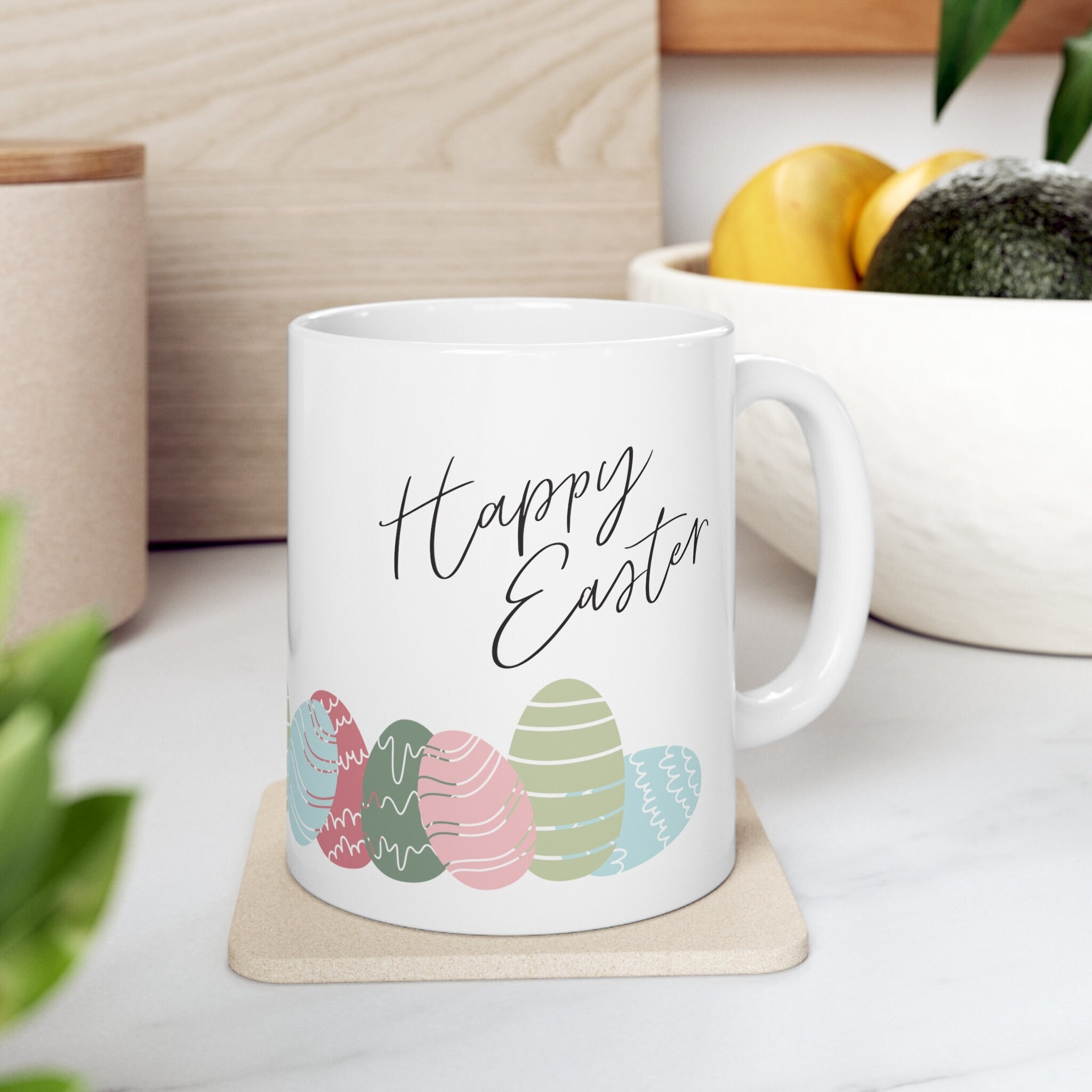 Happy Easter Mug, Colorful Easter Eggs, Customizable Option Available ...