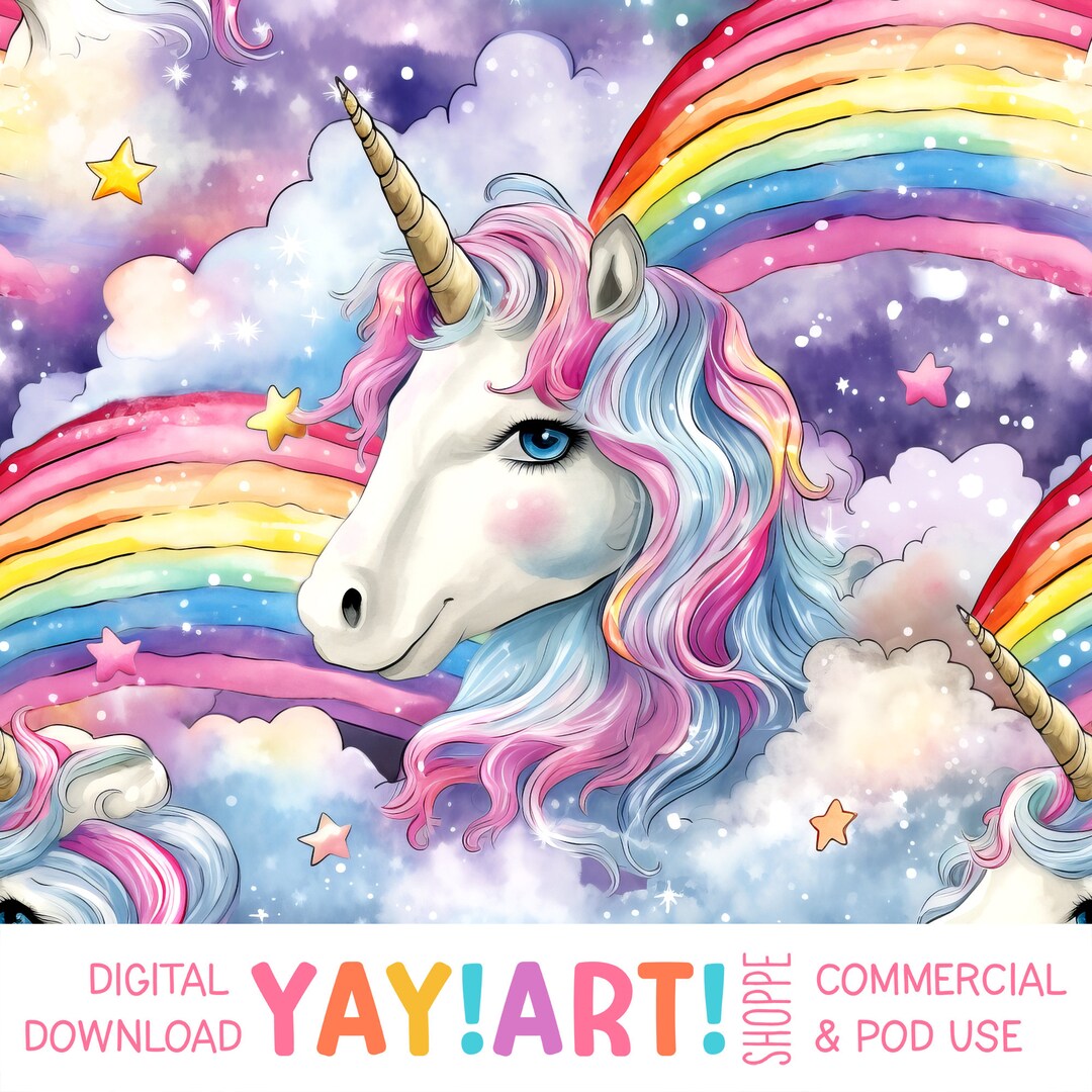 Rainbow Unicorn Seamless Pattern, Cute Unicorn and Rainbow Pattern ...