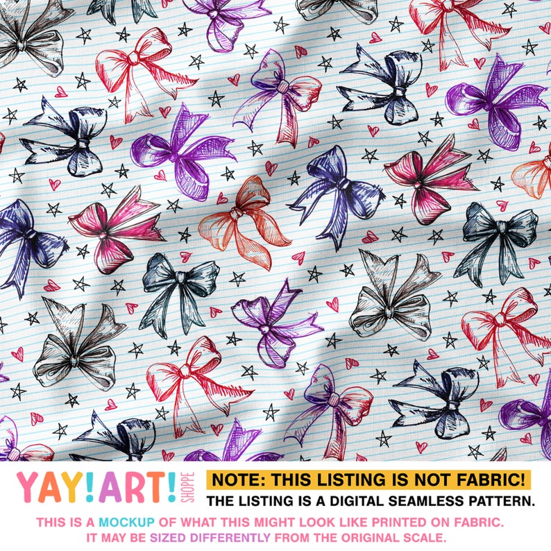 Doodle Bows Seamless Pattern, Pen Sketched Ribbons Repeat Patten, Cute ...