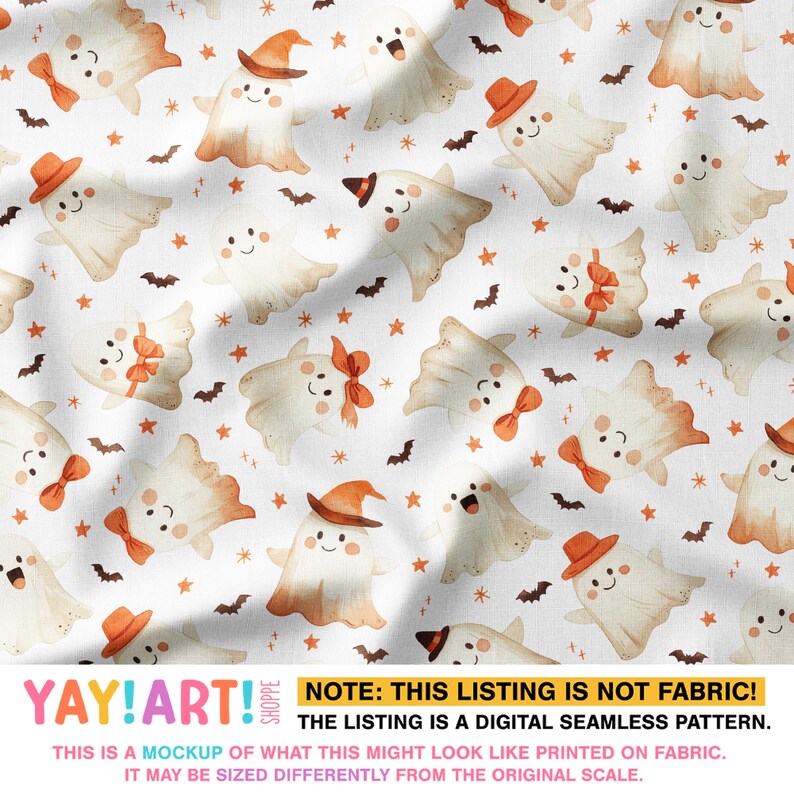 Cute Ghosts Seamless Pattern, Creepy Cute Halloween Repeat Patten, Cute ...