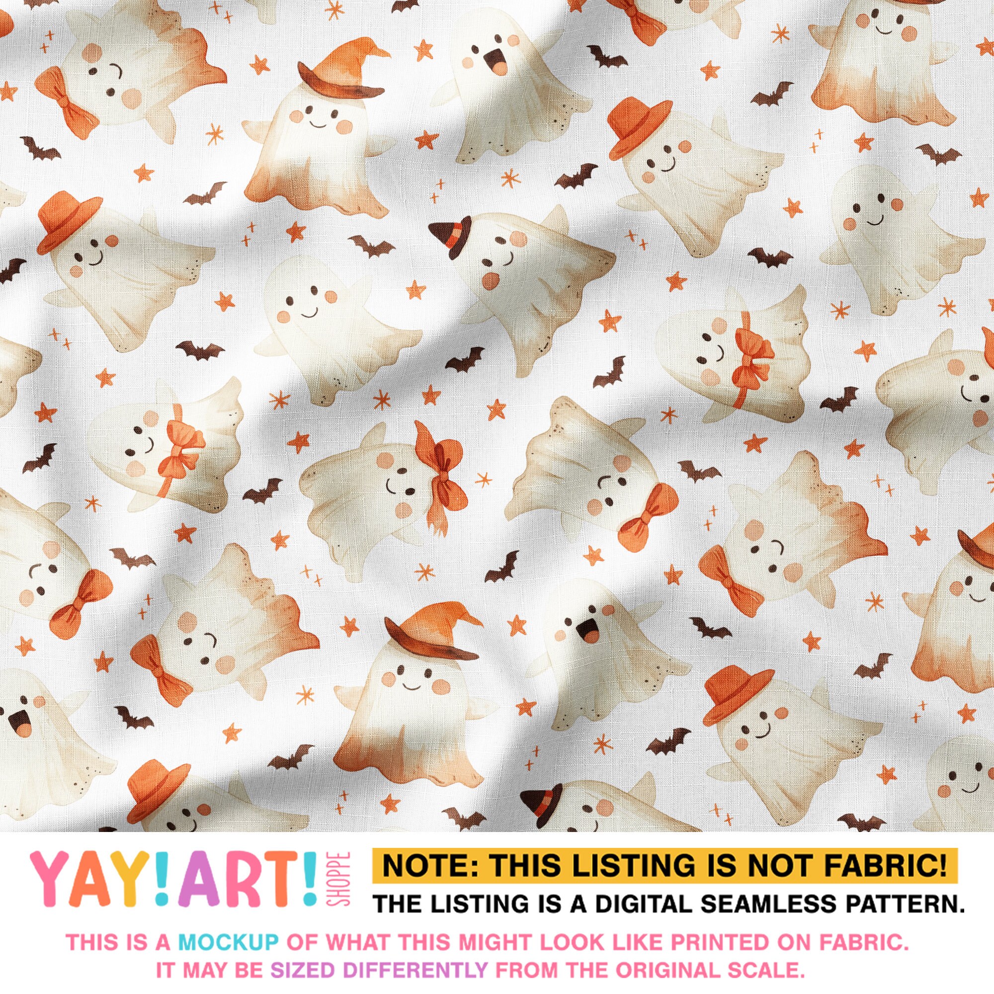 Cute Ghosts Seamless Pattern, Creepy Cute Halloween Repeat Patten, Cute ...