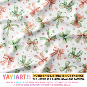 Pastel Christmas Bows Seamless Pattern, Holiday Ribbons Repeat Patten ...