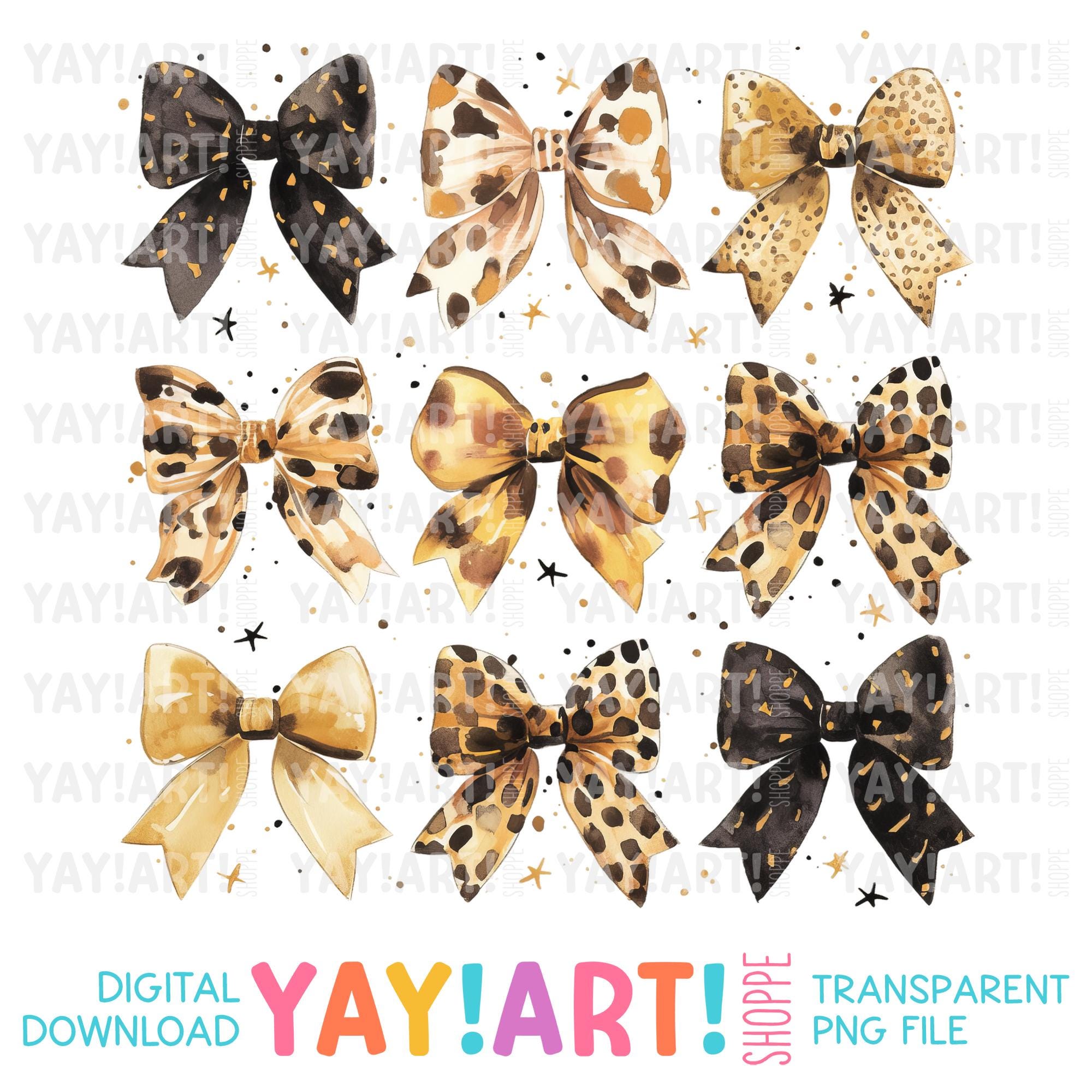 Animal Print Bows Transparent PNG Clipart, Trendy Ribbons Sublimation ...