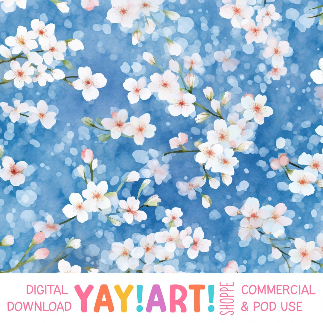 Dainty Floral on Blue Seamless Pattern, Cute Blue Country Flower ...