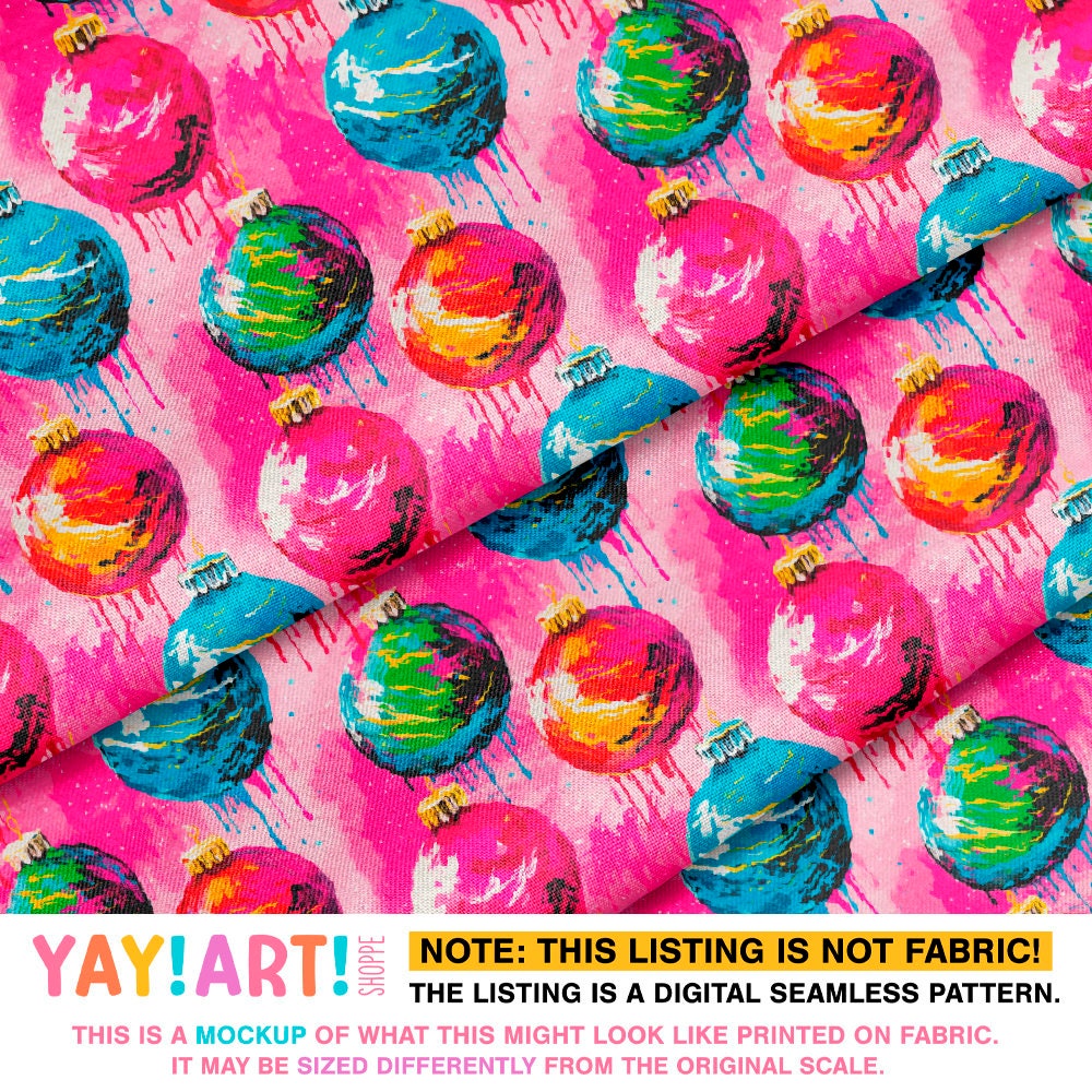 Paint Splattered Christmas Ornaments Seamless Pattern Bold - Etsy