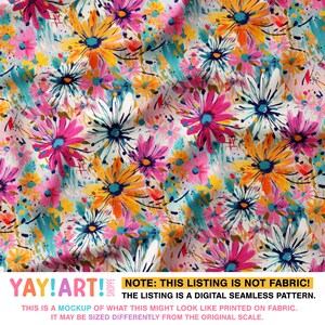 Splattered Daisies Seamless Pattern, Colorful Bold Expressive Painted ...