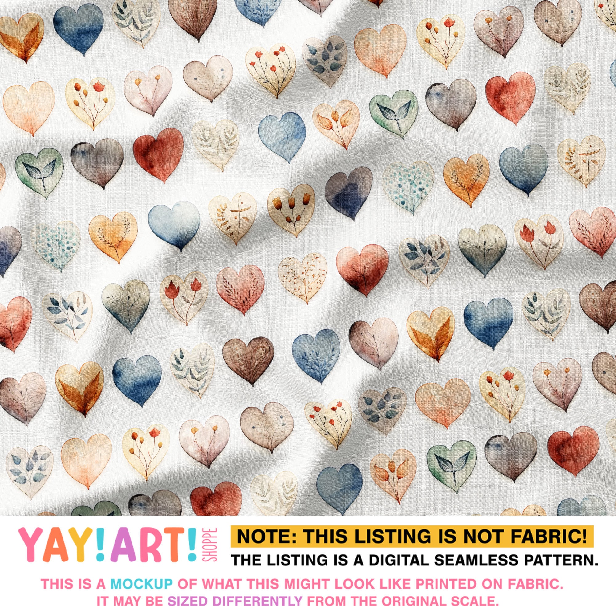 Cottagecore Hearts Seamless Pattern, Natural Beautiful Love Pattern ...