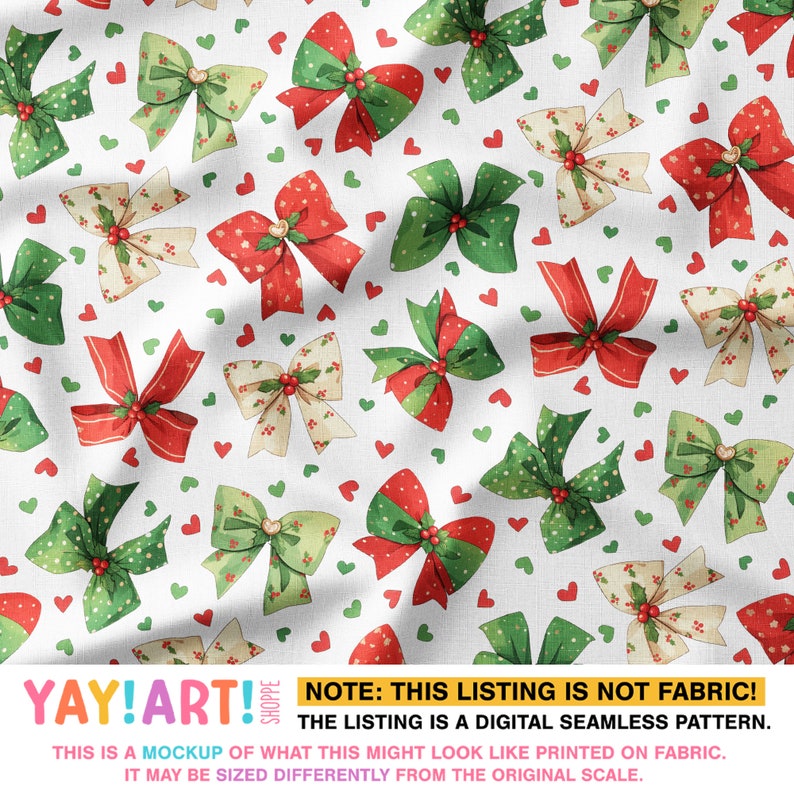 Cute Christmas Bows Seamless Pattern, Holiday Ribbons Repeat Patten ...