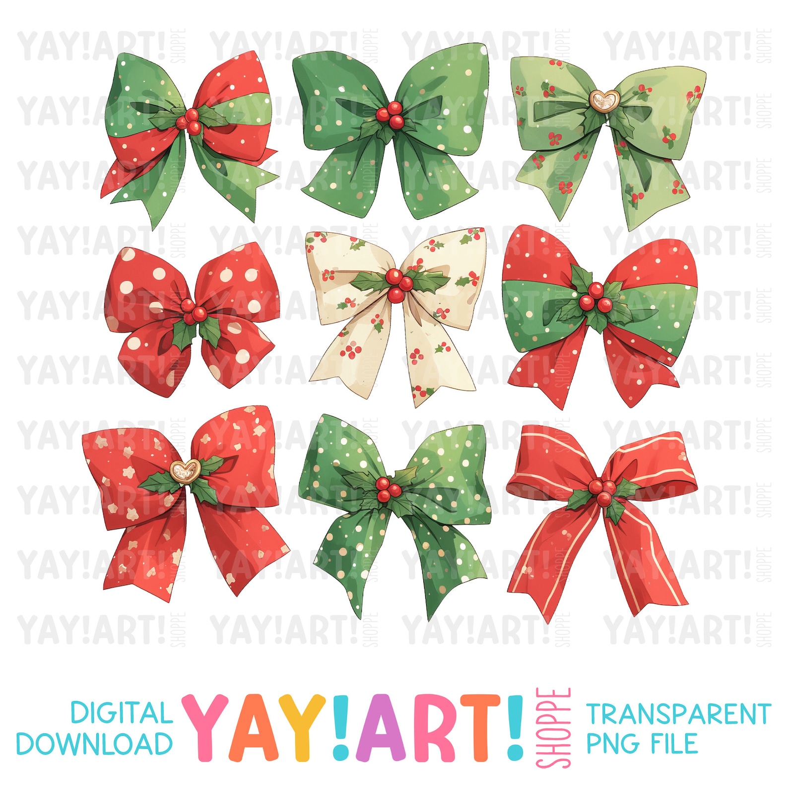 Cute Christmas Bows Transparent PNG Clipart, Cute Coquette Ribbons ...