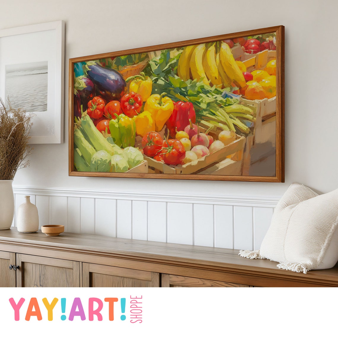Farmer's Market Frame TV Art, Screensaver Art, Vegetable Painting for ...