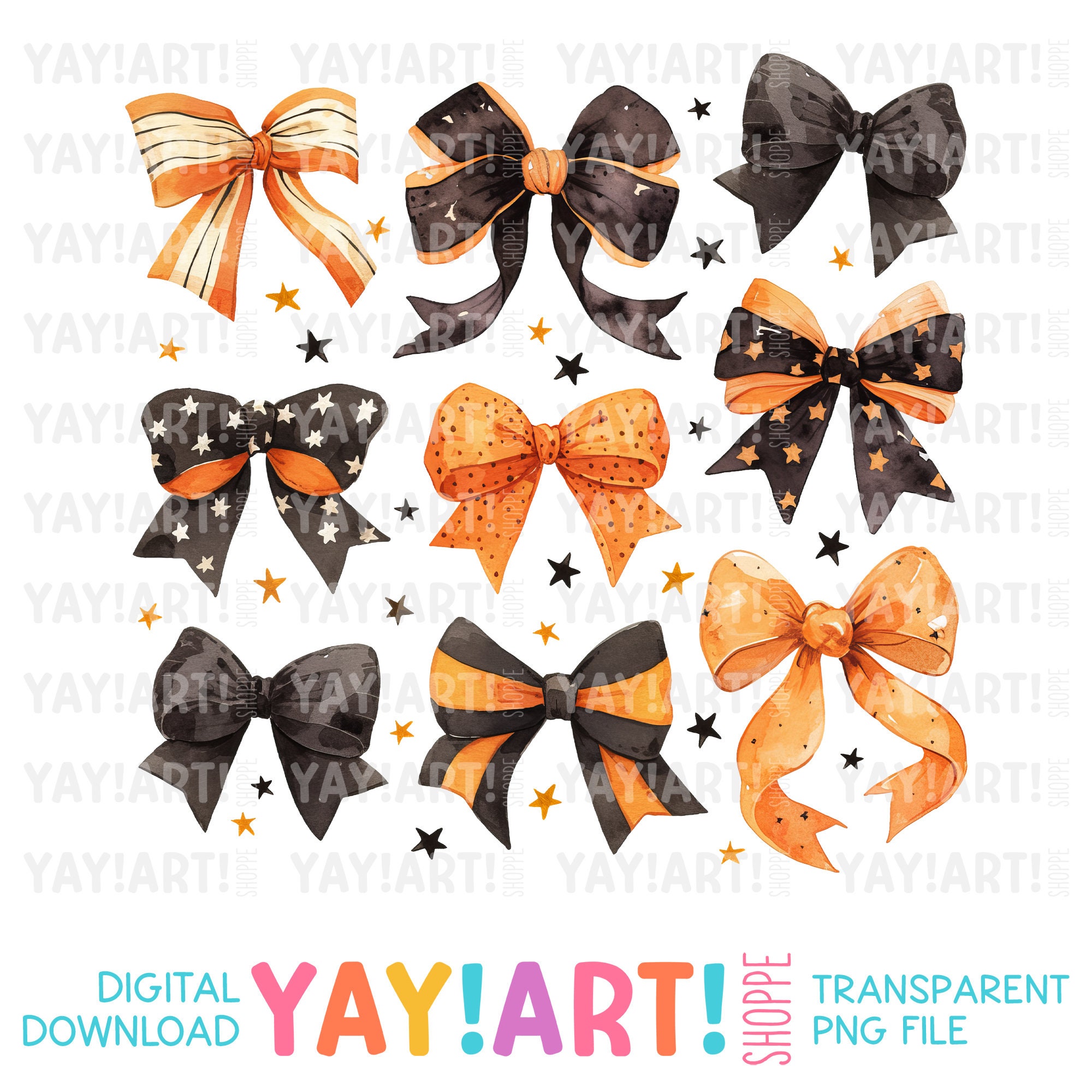 Halloween Bows Transparent PNG Clipart, Black and Orange Ribbons ...