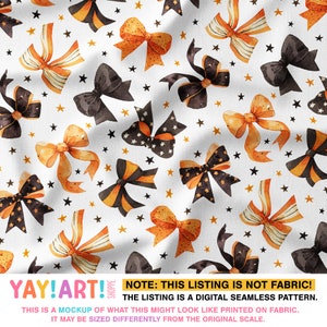 Halloween Bows Seamless Pattern, Black and Orange Ribbons Repeat Patten ...