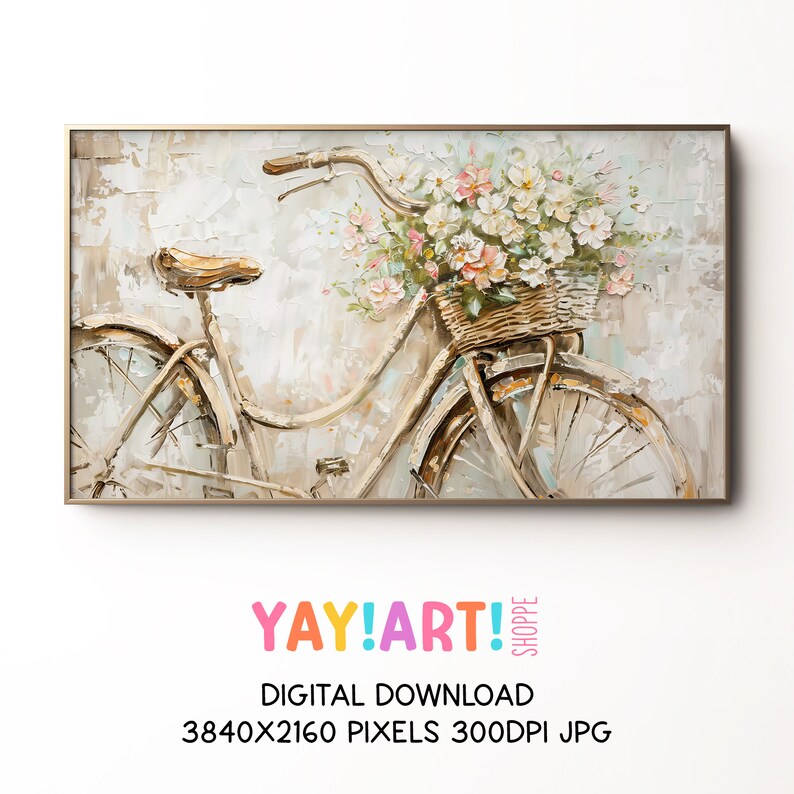 Country Bicycle With Flowers Frame TV Art, Screensaver Art, Pretty Art ...