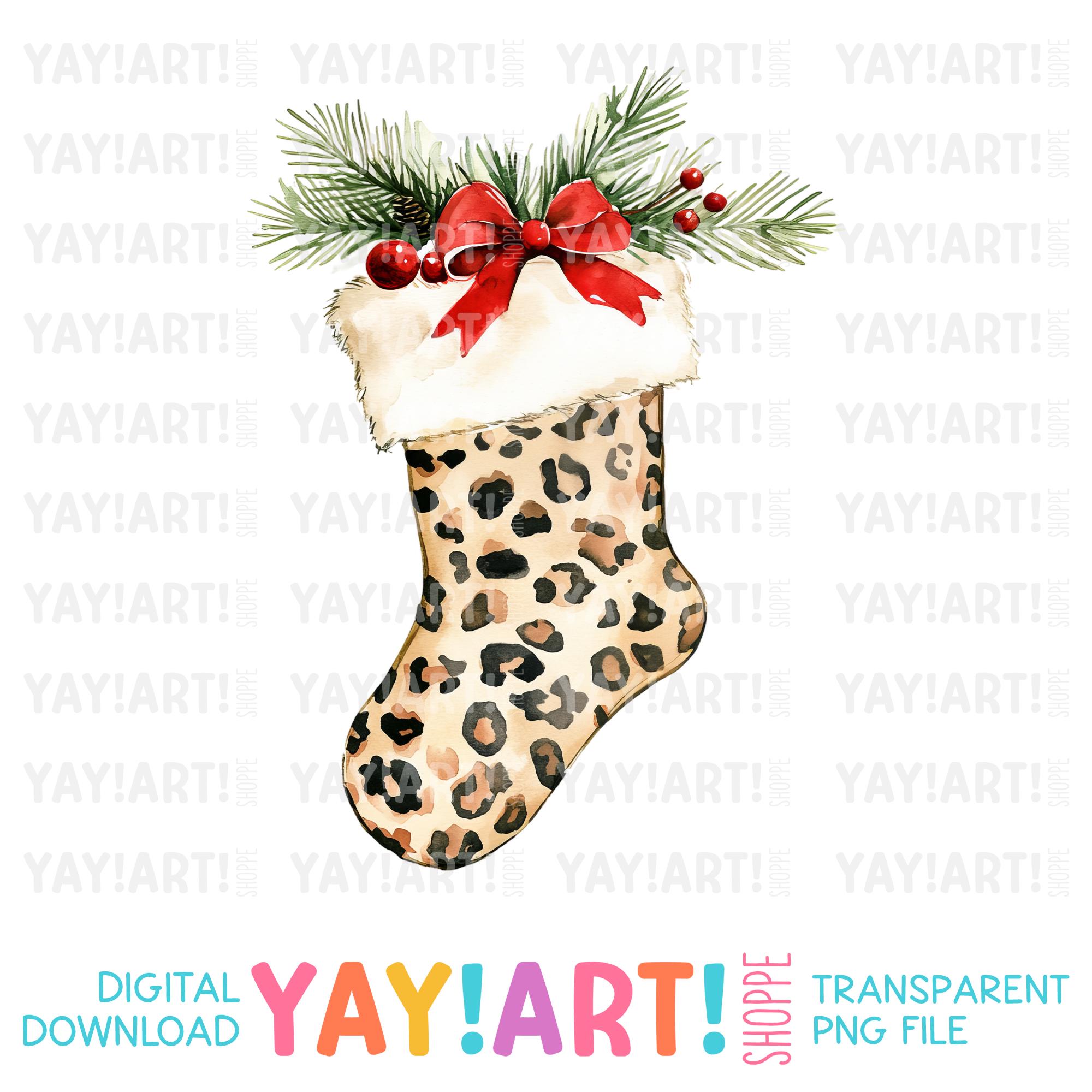 Leopard Print Christmas Stocking Transparent PNG Clipart, Trendy ...