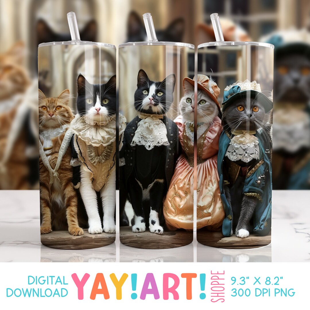 Regency Cats 20 Oz Skinny Tumbler Seamless Sublimation Design, Cute ...