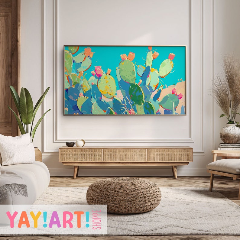 Colorful Cacti Frame TV Art, Screensaver Art, Summer Cactus Art for Frame TV, Background Art ...
