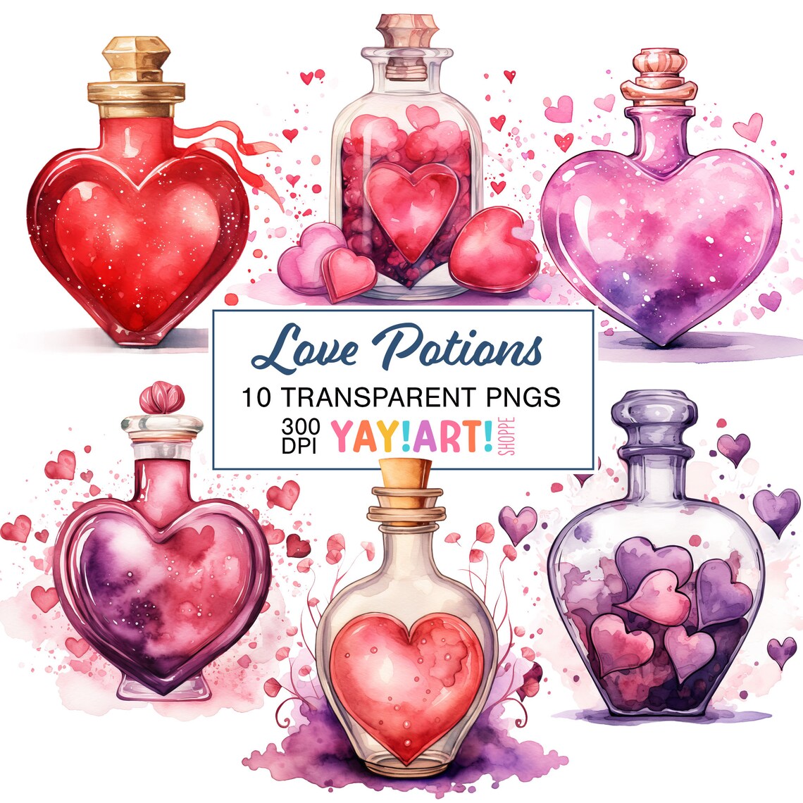 Love Potion Clipart Bundle Set Valentines Magic Bottle - Etsy