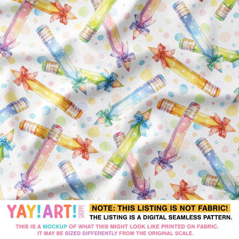 Pencils With Bows Seamless Pattern, Cute Pencils With Coquette Ribbons ...