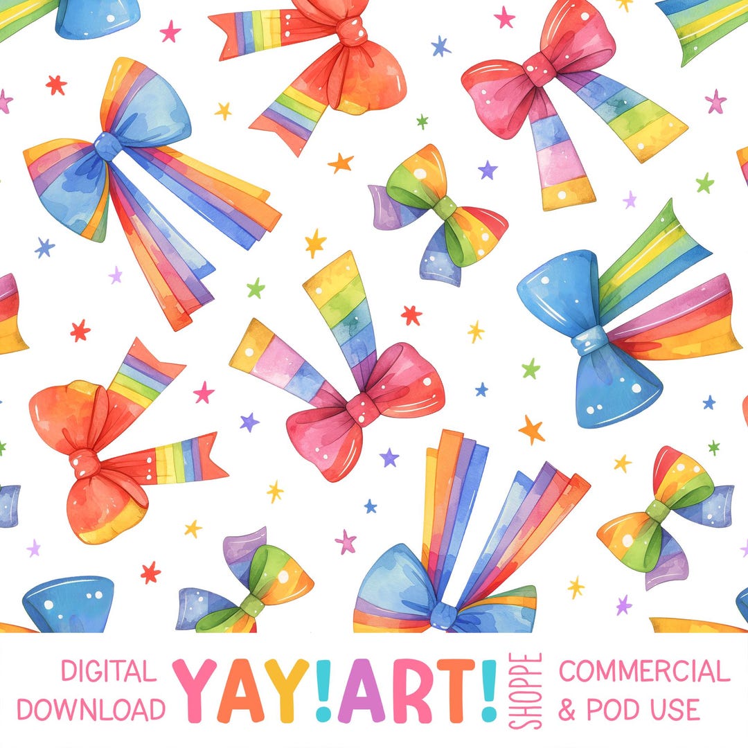 Rainbow Bows Seamless Pattern, Colorful Coquette Ribbons Repeat Patten ...