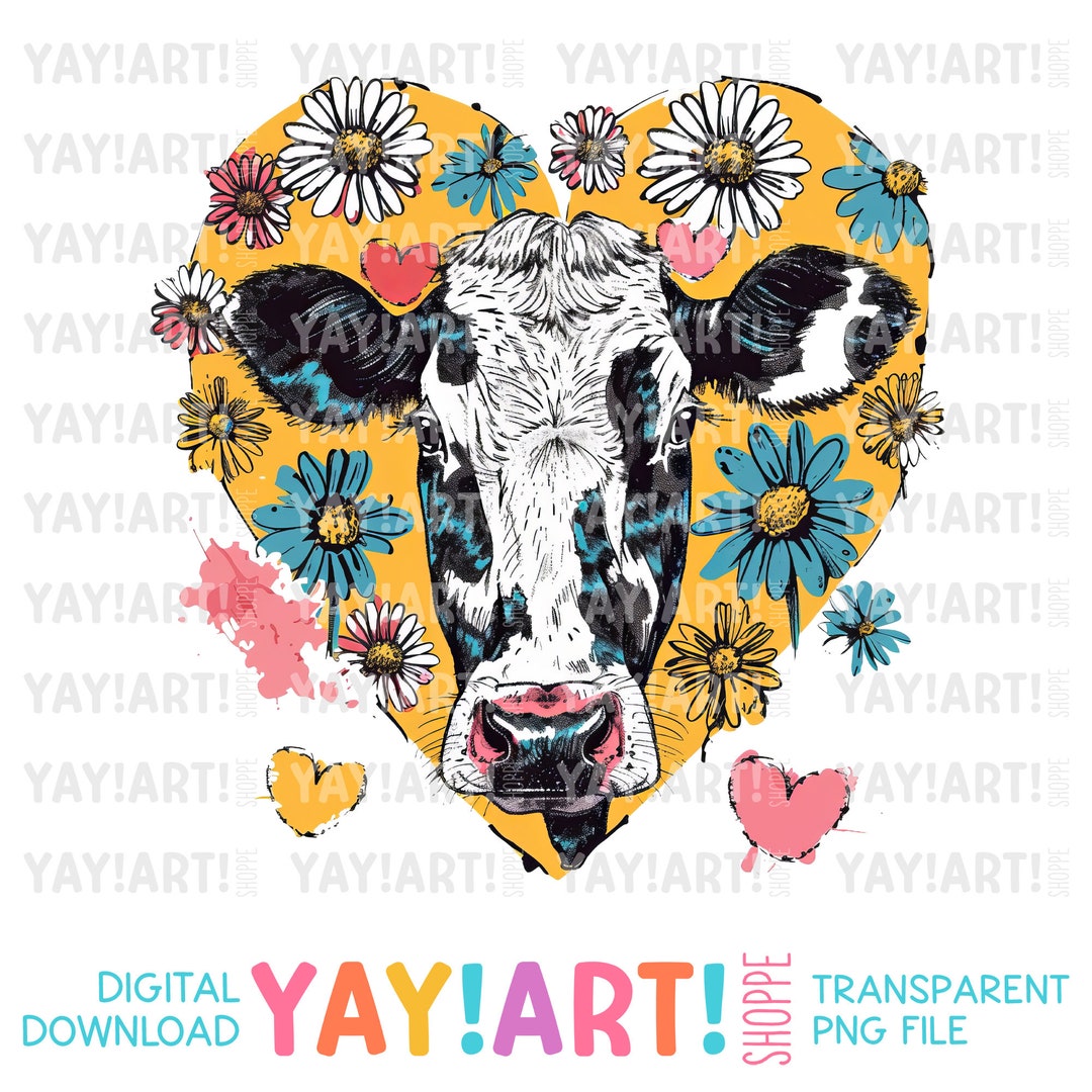 Heart Cow Transparent PNG Clipart, Cute Dairy Cow Hearts Flowers ...