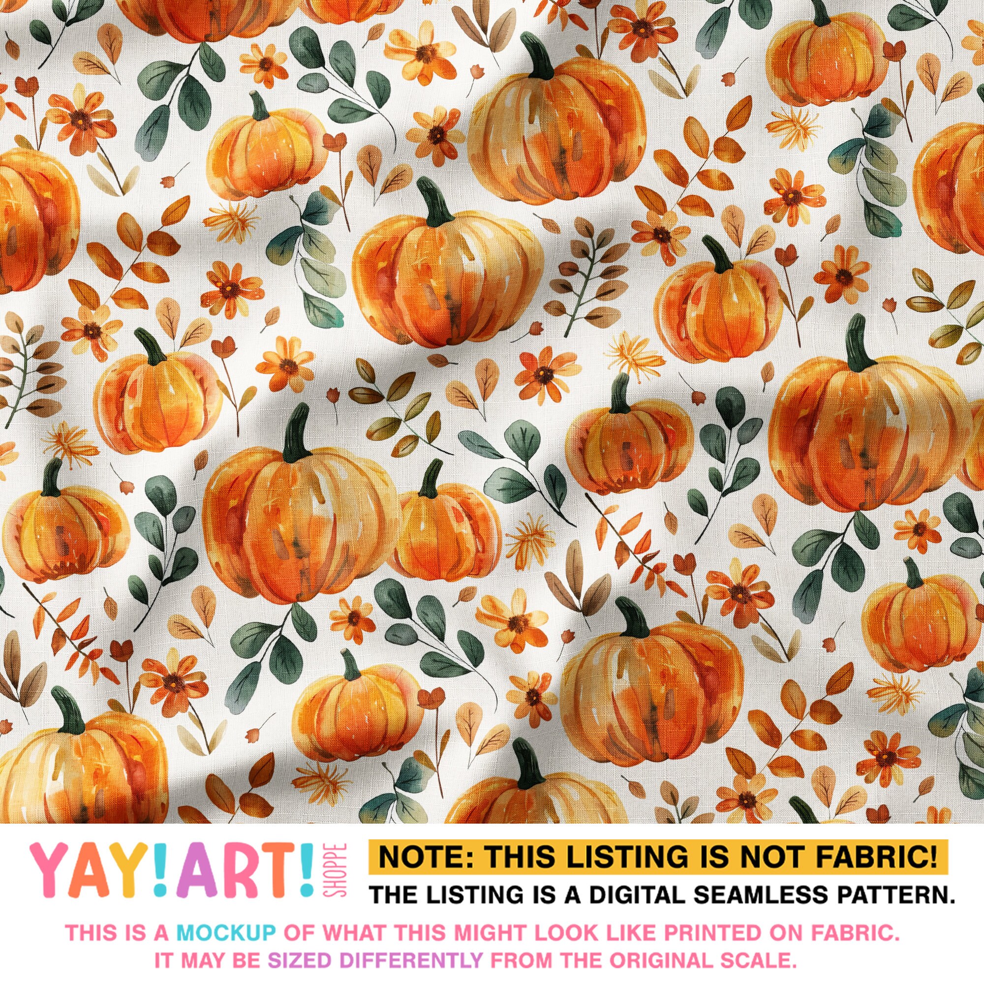 Cottagecore Pumpkins Seamless Pattern, Cute Autumn Pumpkin Leaves ...