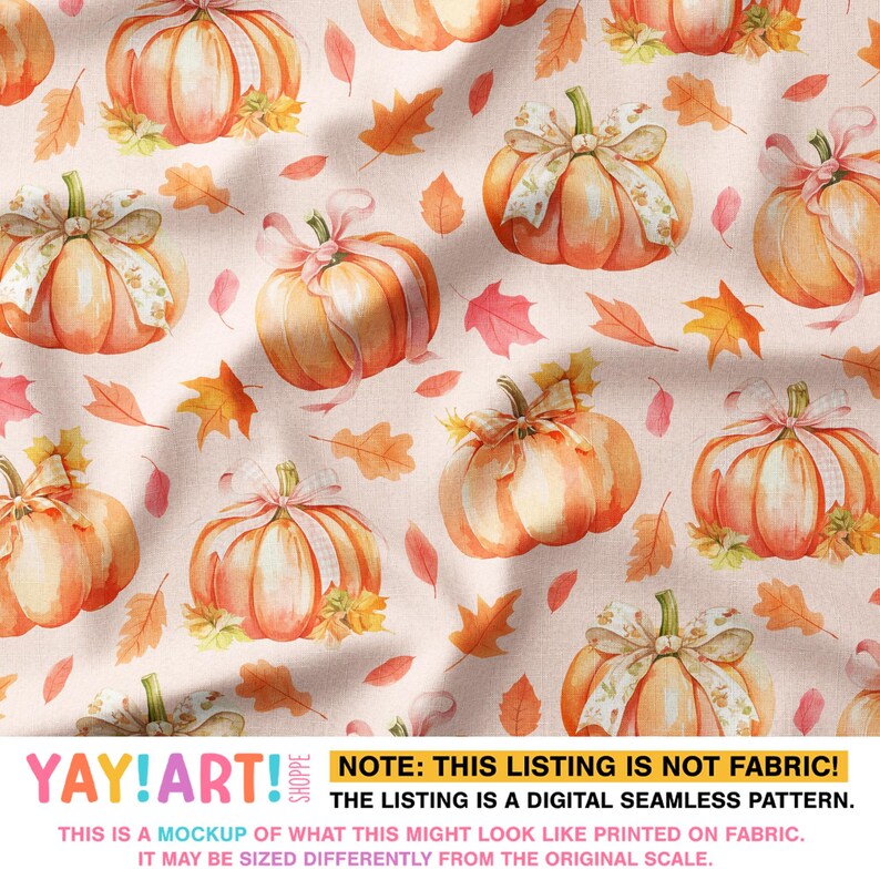 Pretty Coquette Pumpkins Seamless Pattern, Cute Autumn Pumpkin Bows ...
