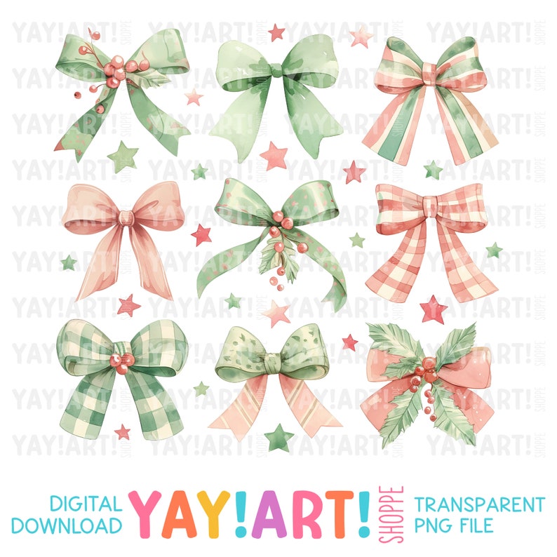 Pastel Christmas Bows Transparent PNG Clipart, Cute Coquette Ribbons ...