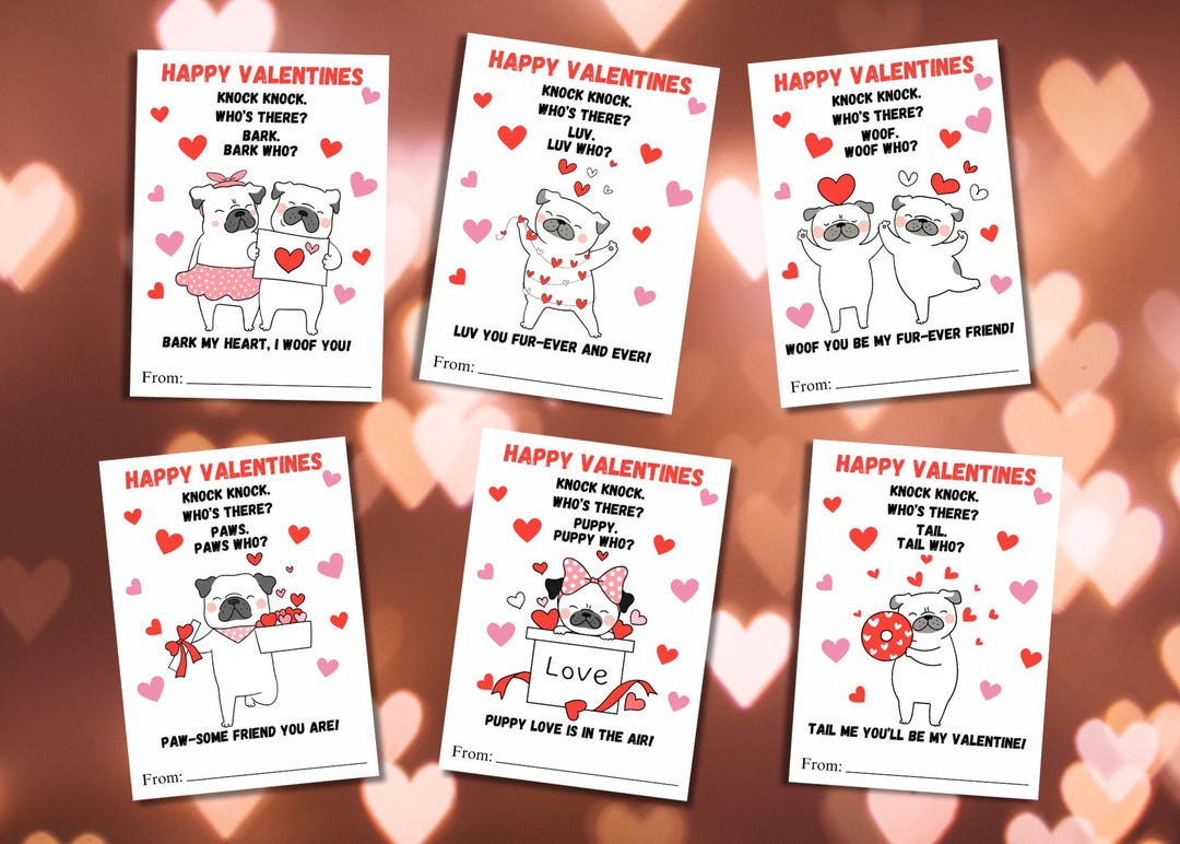 Cute Puppy Kids Valentines Card, Knock Knock Joke Valentines Card, Kid ...