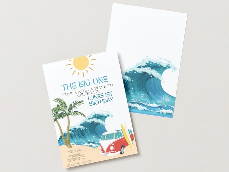 Surfing Beach Themed Birthday Invitation - Etsy