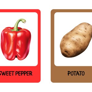 Vegetable Cards, Printable Flashcards, Learning Vegetables, Montessori ...