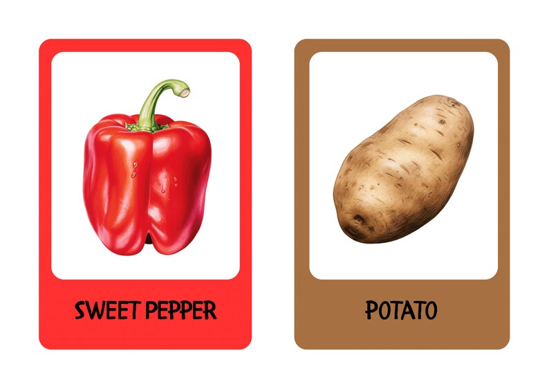 Vegetable Cards, Printable Flashcards, Learning Vegetables, Montessori ...