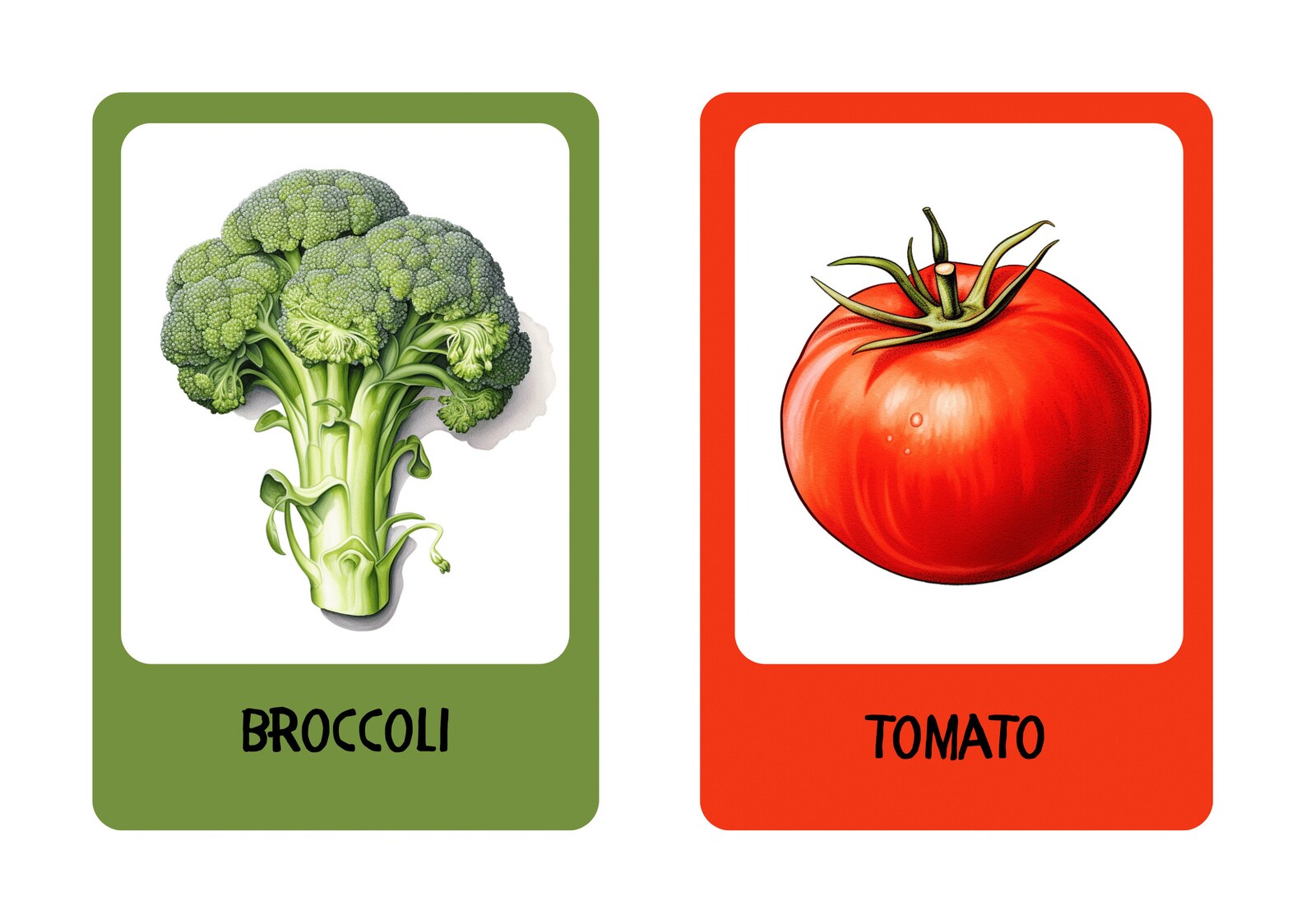 Vegetable Cards, Printable Flashcards, Learning Vegetables, Montessori ...