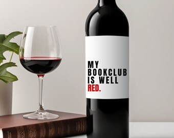 Book Club Wine Label Custom Wine Bottle Gift for Book Lover Present ...