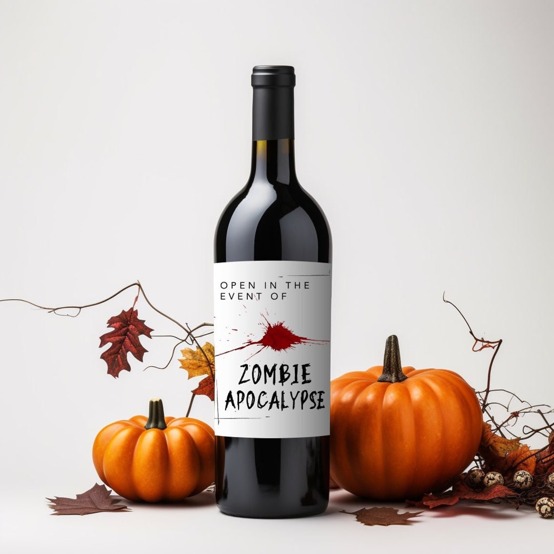 Zombie Wine Label Halloween Funny Gift Idea Custom Champagne Bottle ...