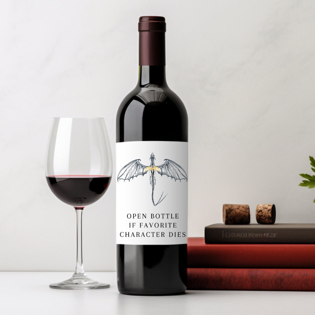 Book Dragon Wine Label Favorite Character Dies Funny Gift for Book ...