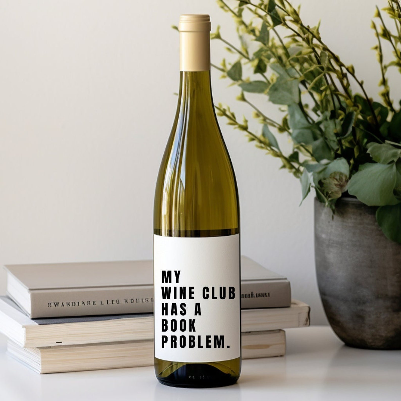 Book Club Wine Label Custom Wine Bottle Gift for Book Lover Present ...