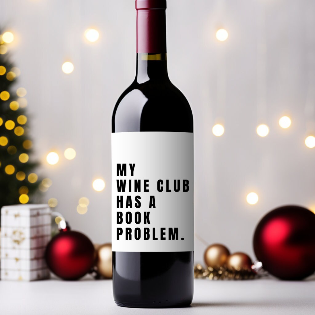 Book Club Wine Label Custom Wine Bottle Gift for Book Lover Present ...