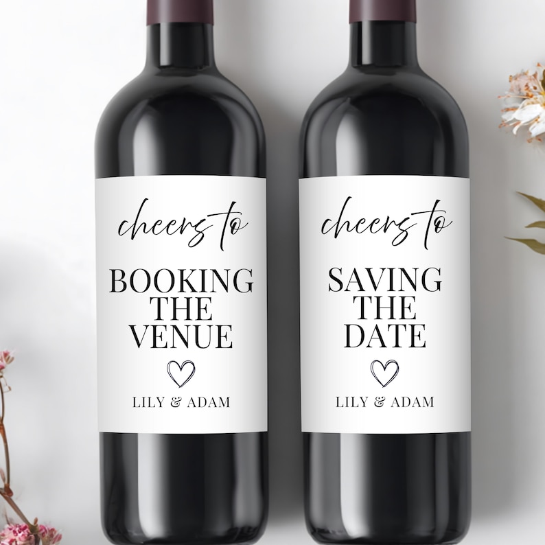 Wedding Planning Wine Label Set, Custom Engagement Gift, Bridal Shower ...