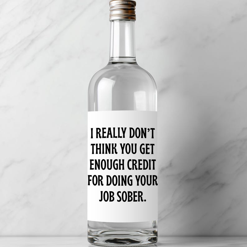 Funny Work Wine Label, Doing Your Job Sober, Office Christmas Party ...