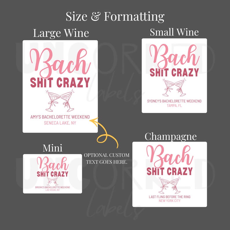 Bachelorette Wine Label, Bach Sh*t Crazy, Custom Bridal Party ...